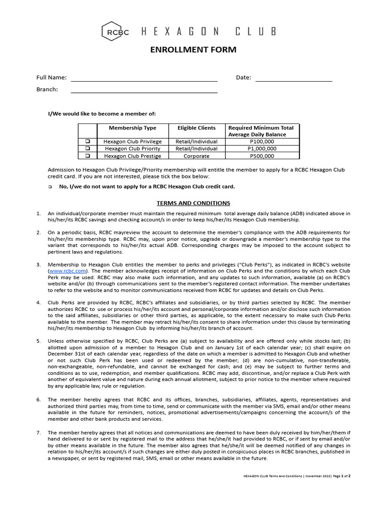 Hexagon Club Enrollment Form - 20230426 - With SLGFI Insurance Form ...