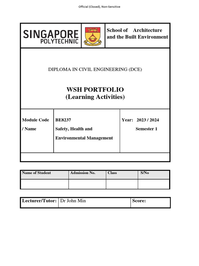 WSH Portfolio Template 2023S2 | PDF | Explosion | Occupational Safety ...