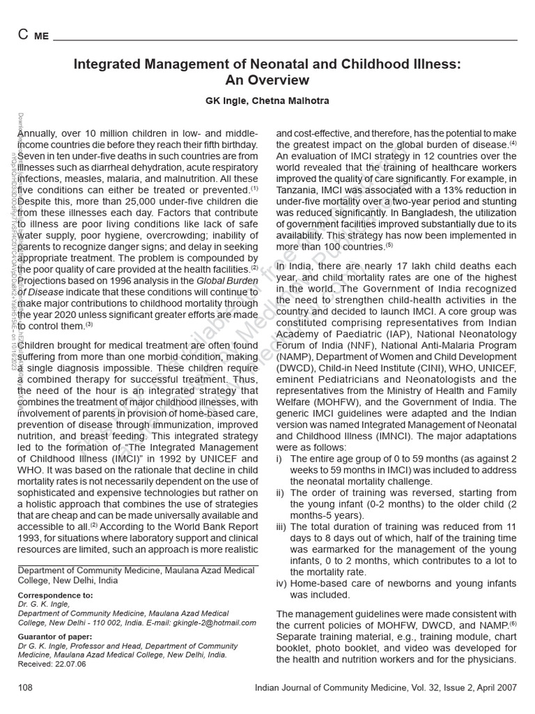 Integrated Management of Neonatal and Childhood.4 | PDF | Infants ...