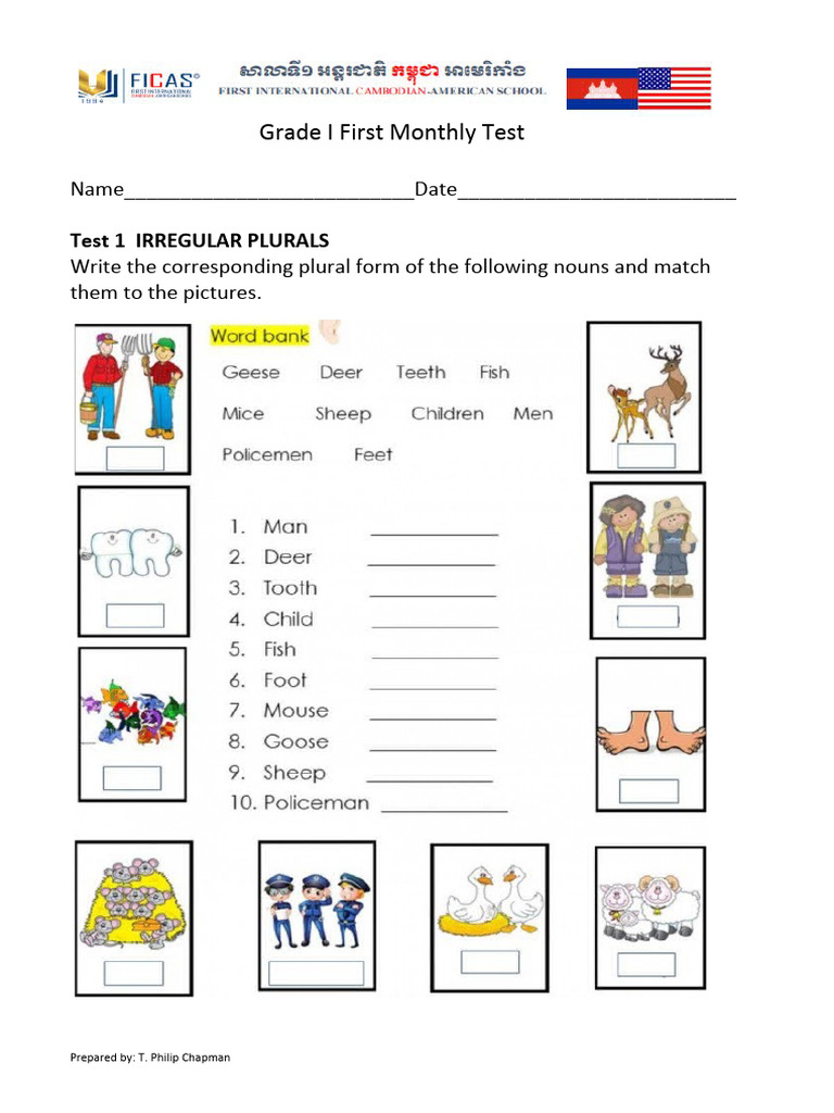 Grade I First Monthly Test | PDF
