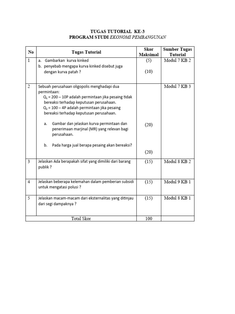 Tugas 3 Pengantar Ekonomi Mikro | PDF