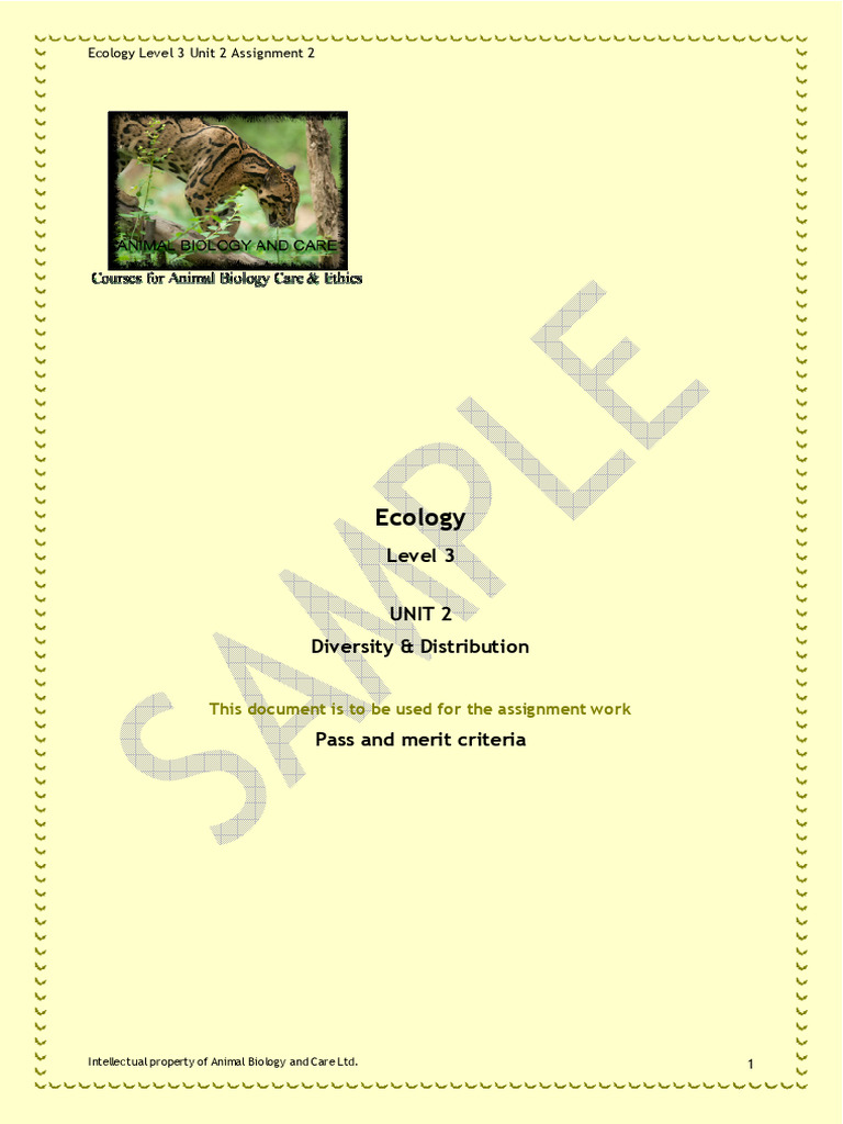 Ecology Unit 2 Assignment Sample Pdf Ecology Biodiversity
