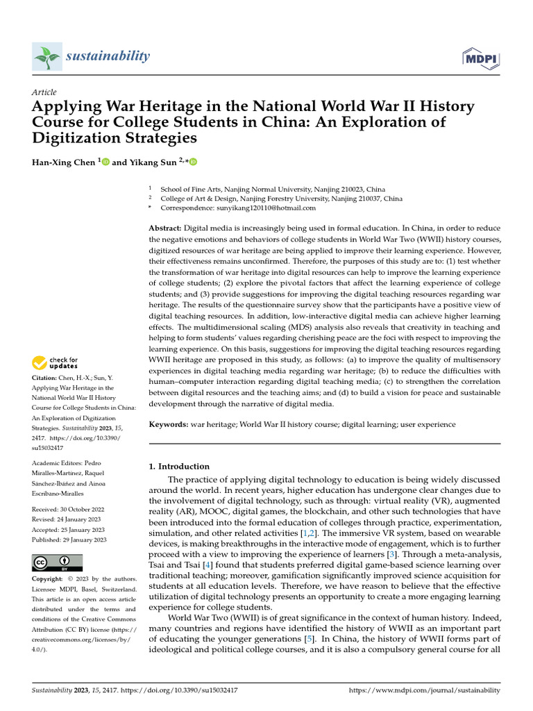 Applying War Heritage in The National World War II History Course For ...