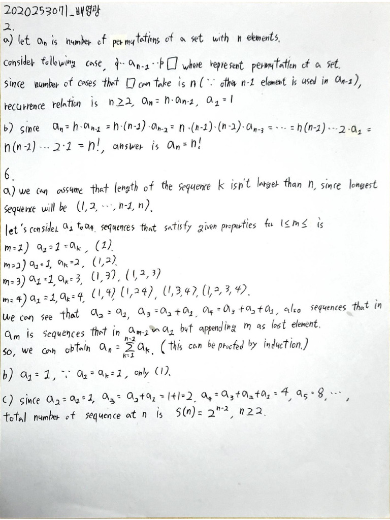 Rosen Discrete Mathematics Assignment - Sequence | PDF