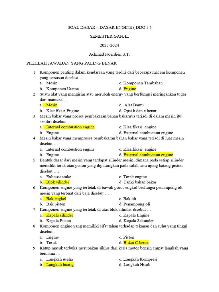 Soal Semester Ganjil 2023-2024-1 | PDF