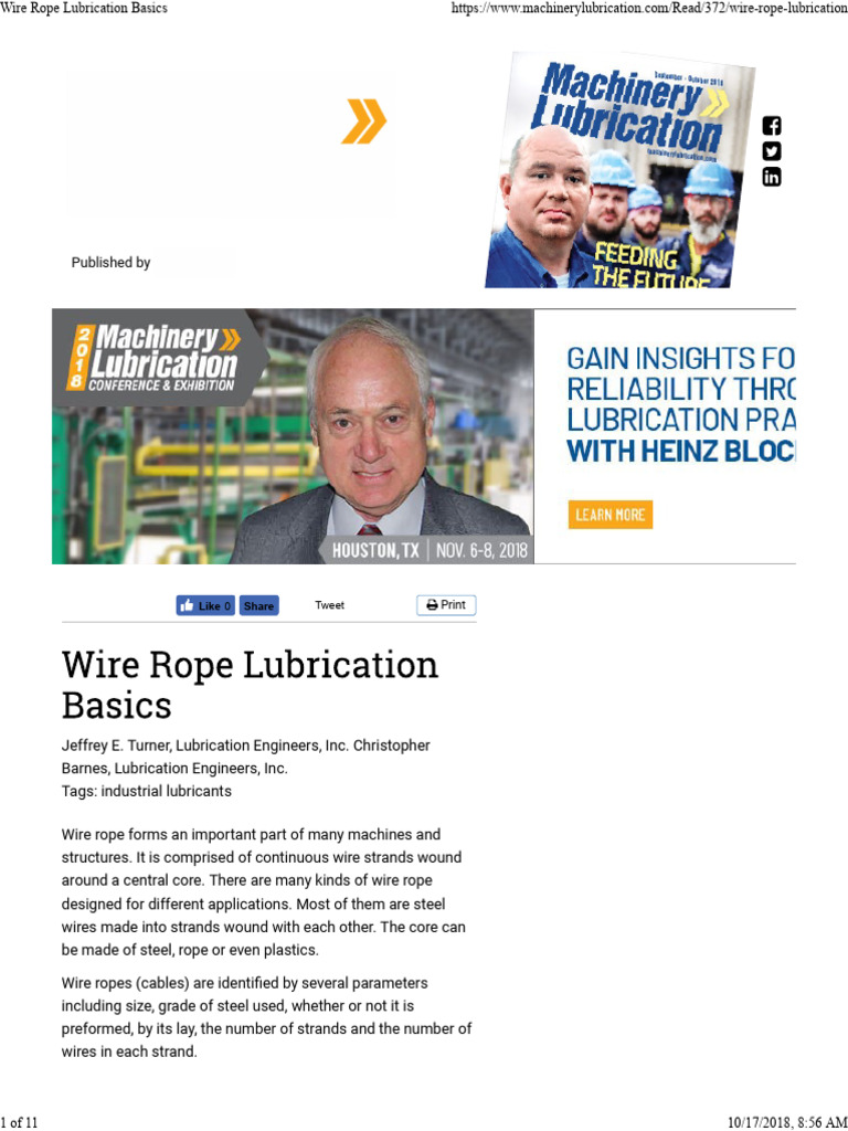 Wire Rope Lubrication | PDF | Wear | Rope