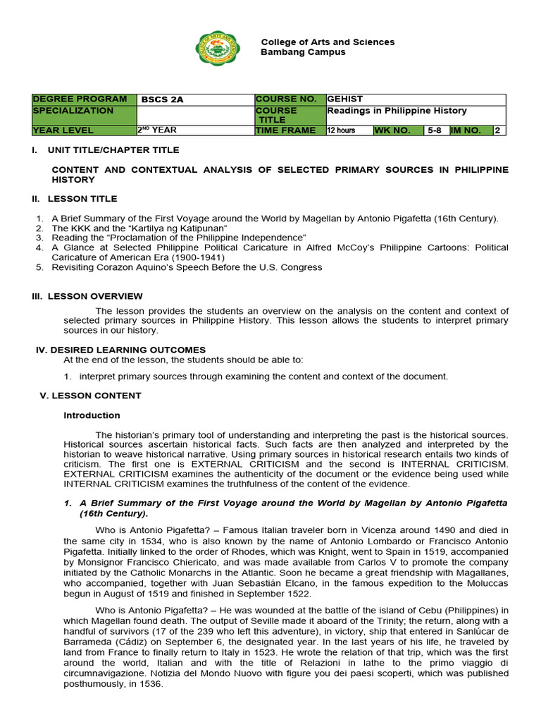 RPH - Chapter Ii. Analysis of The Selescted Primary Sources | PDF ...