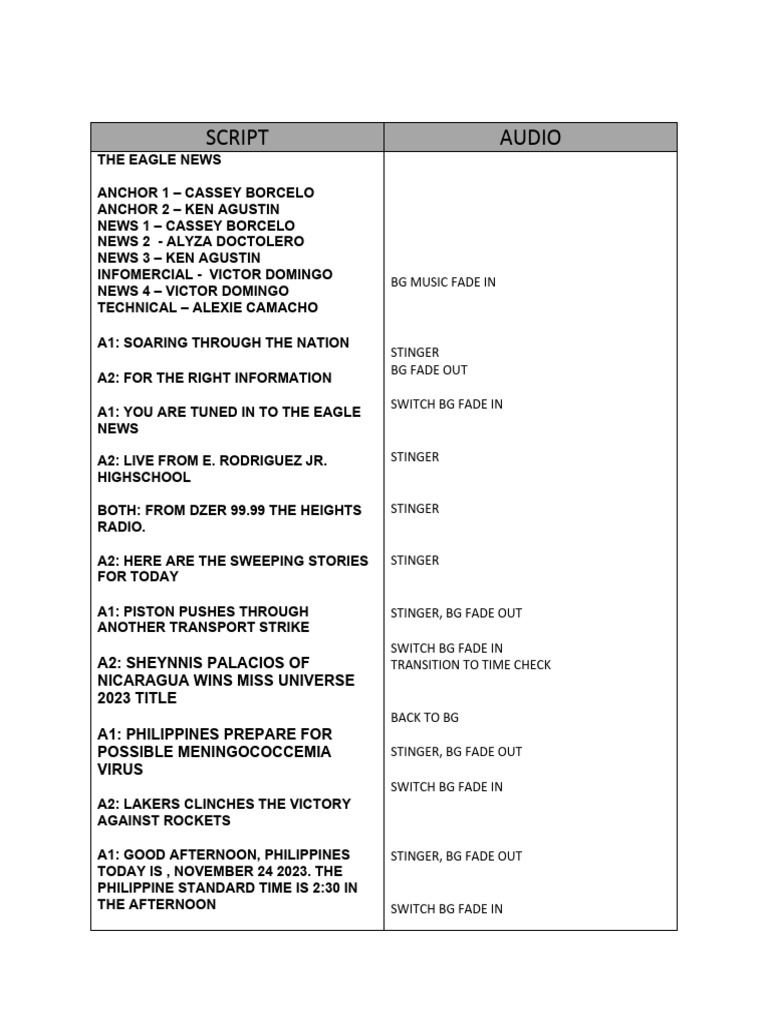 Script The Eagle News 3 1 | PDF | National Basketball Association ...