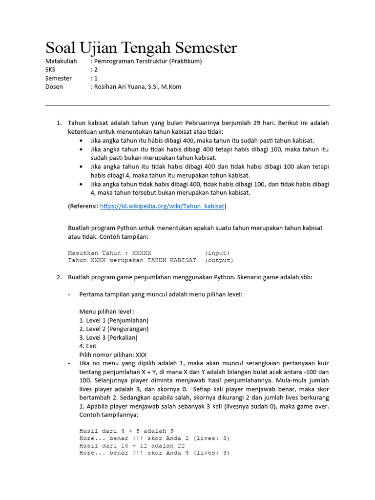 UTS Pemrograman Terstruktur 2021 | PDF