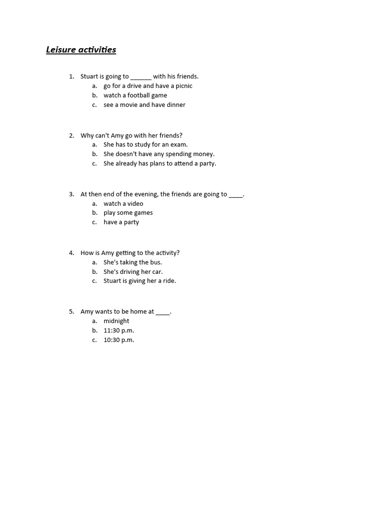 Stuart's Plans with Friends | PDF