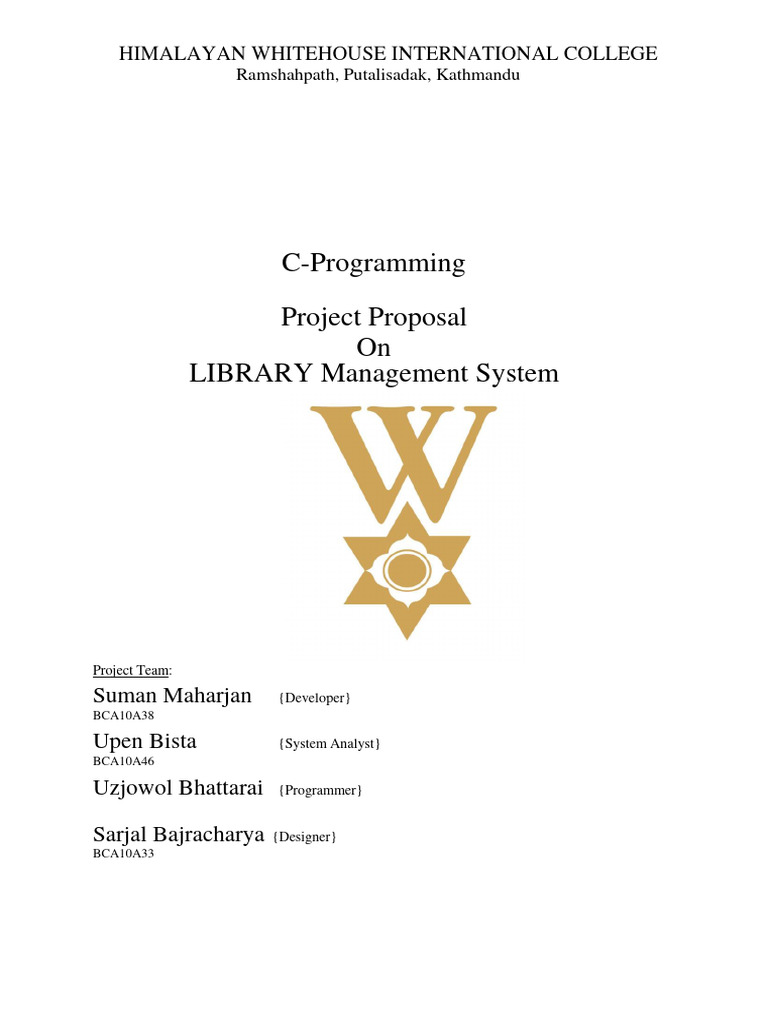 Project Proposal On C Programming Library Management System | PDF ...