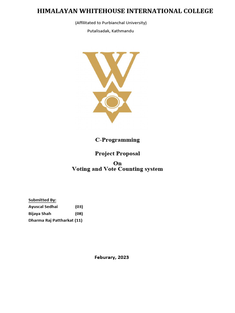 Project-Proposal On Voting and Vote Counting On C Program | PDF ...