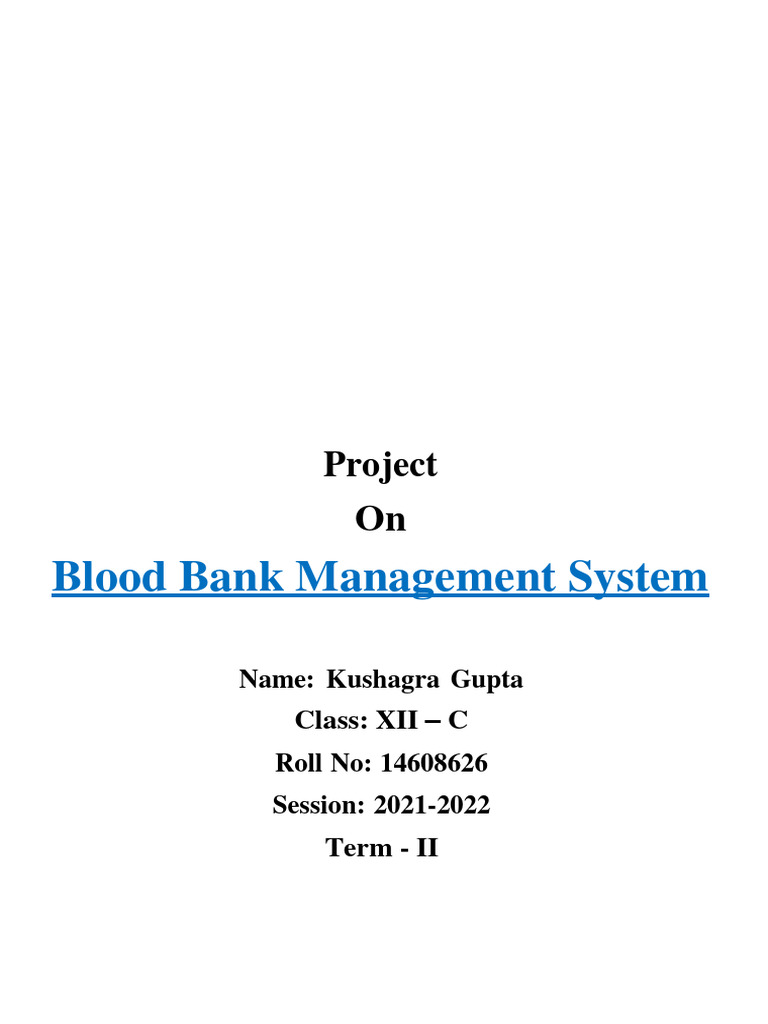 Blood Bank Management System Project | PDF | Python (Programming ...