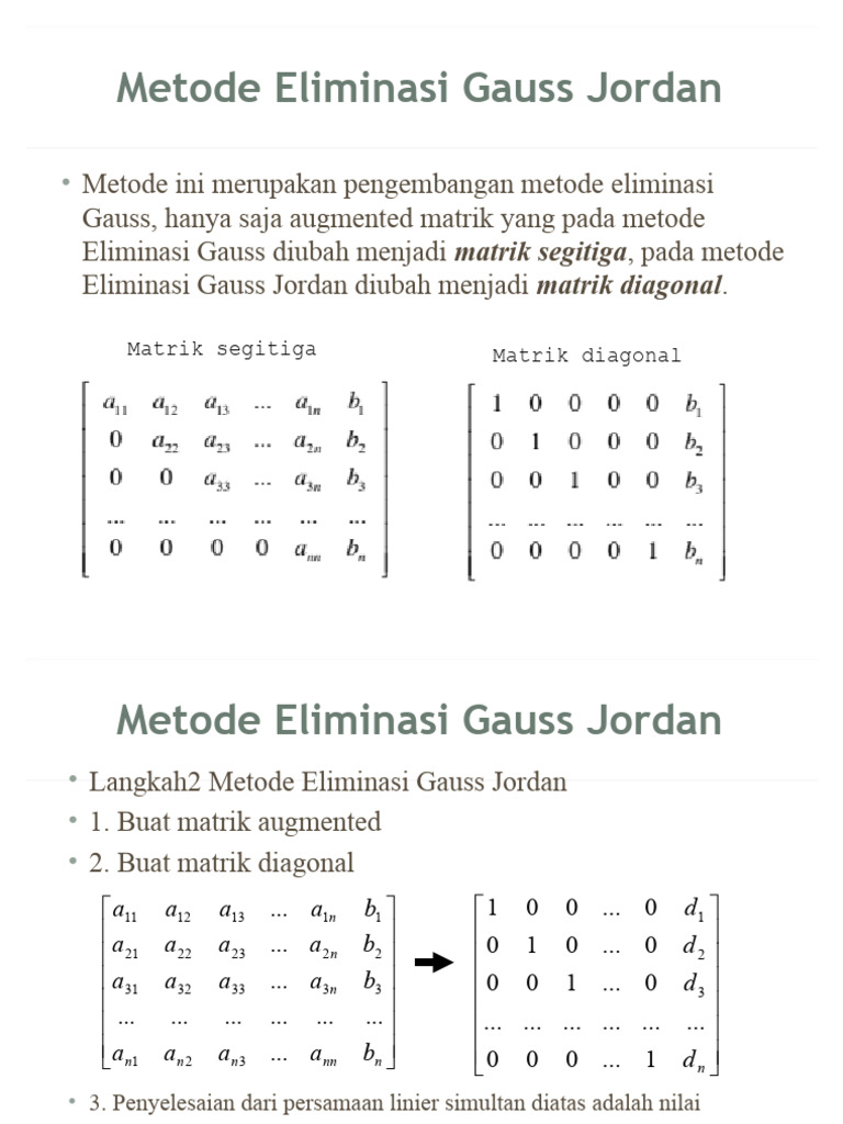 Gauss Jordan untuk Persamaan Linier | PDF | Metode & Bahan Ajar