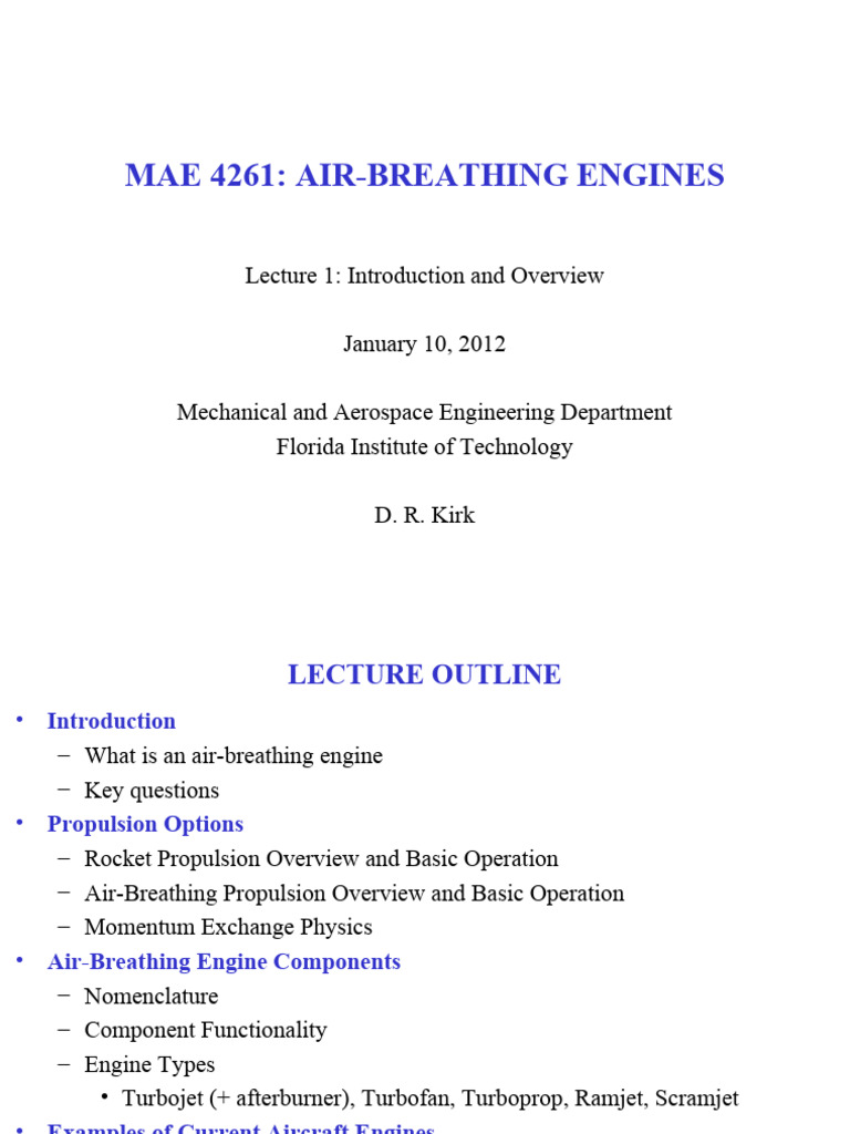 4261 Lecture 1 | PDF | Jet Engine | Engines