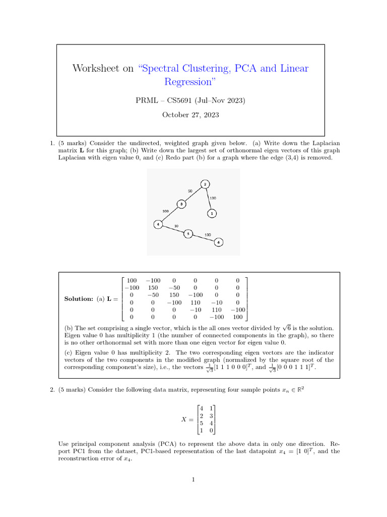 Worksheet For Quiz | PDF | Eigenvalues And Eigenvectors | Regression ...