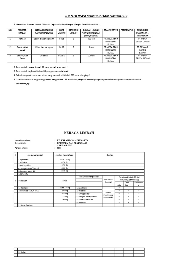 Identifikasi Sumber Dan Limbah B3 | PDF