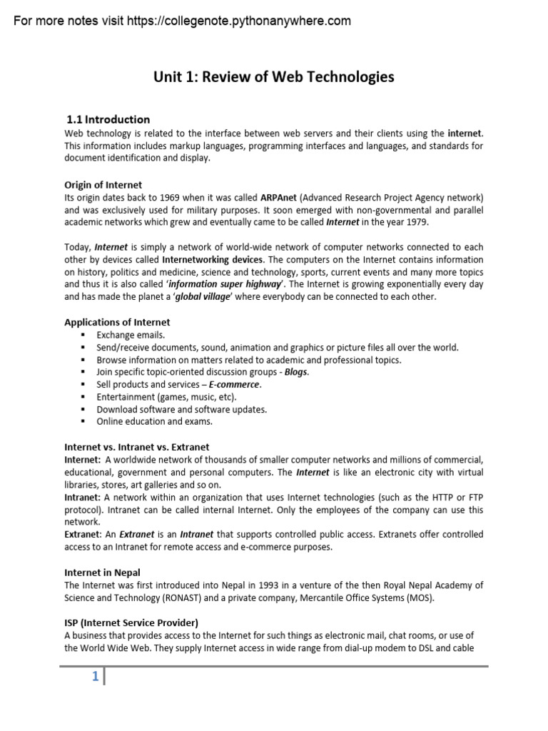 Web Technology Note | PDF | Html | Html Element