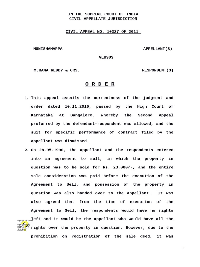 Agreement To Sell Does Not Create Title - Supreme Court | PDF | Lawsuit ...