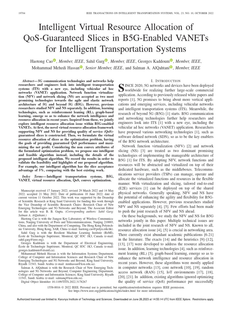 Intelligent Virtual Resource Allocation of QoS-Guaranteed Slices in B5G-Enabled VANETs For ...