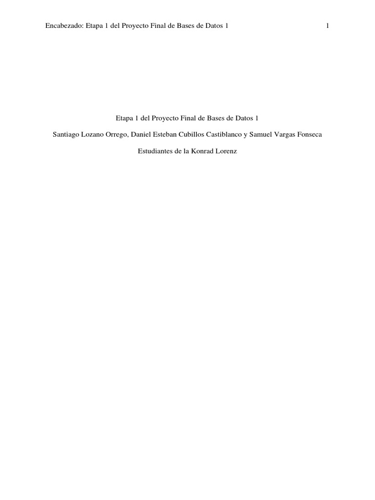 Etapa 1 Del Proyecto Final de Bases de Datos 1 | PDF | Procesamiento de datos | Bases de datos