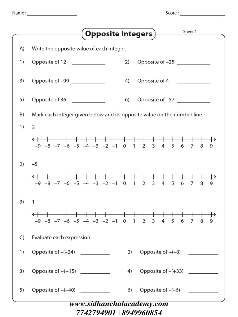 CBSE Class 6 Mathematics Integers Worksheet Set B | PDF | Mathematics | Arithmetic