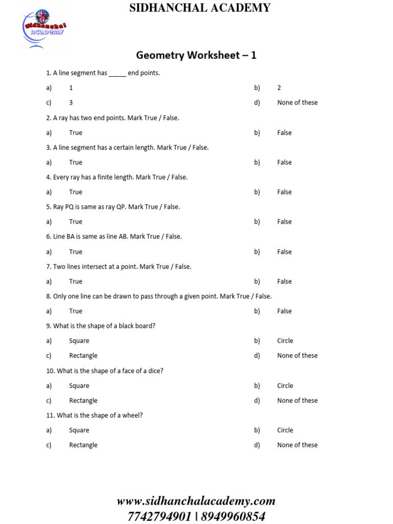 Grade 6 Chapter Math Geometry Worksheet-1 | PDF | Line (Geometry) | Circle
