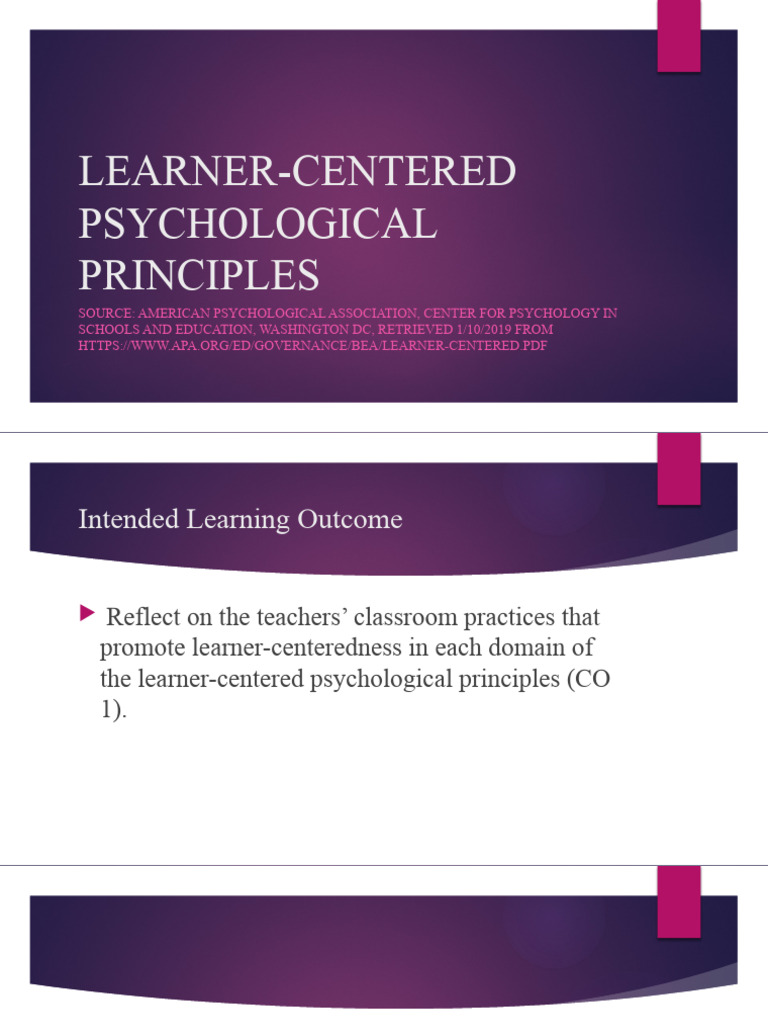 Learner Centered Psychological Principles | PDF | Learning | Motivational