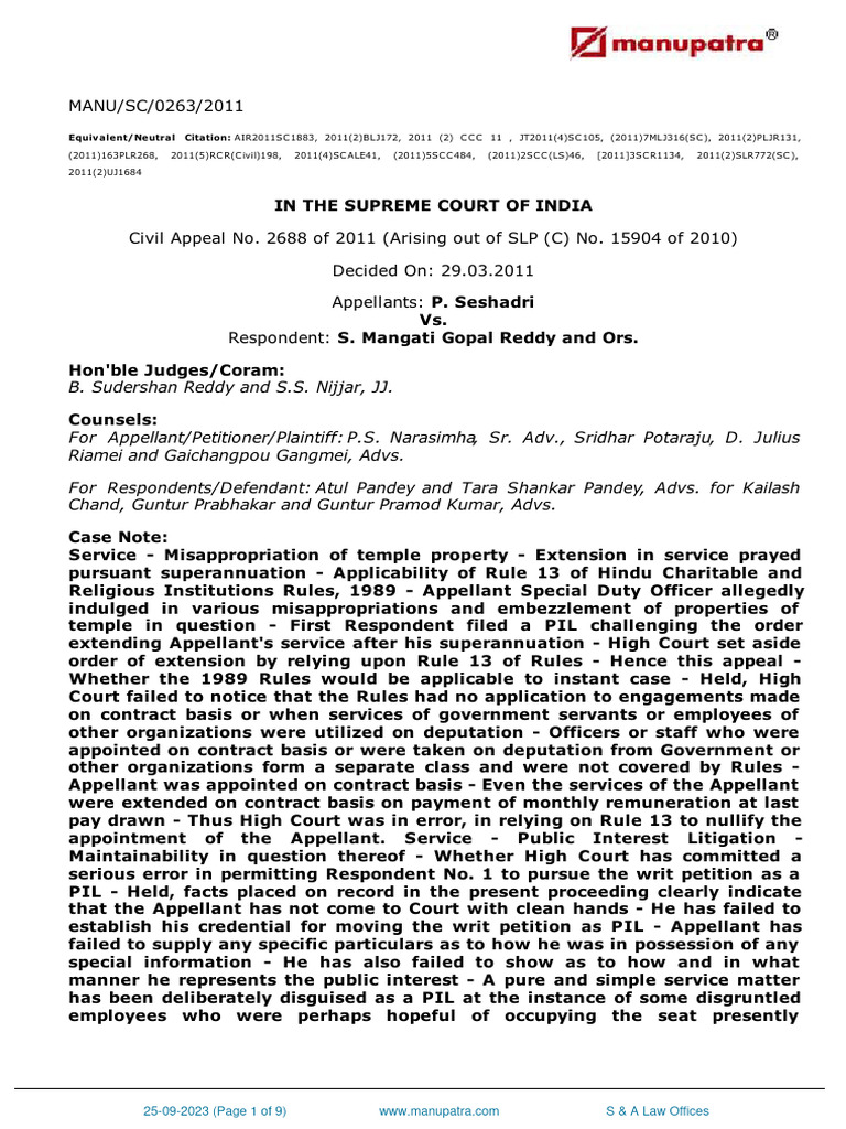 P Seshadri Vs S Mangati Gopal Reddy and Ors (Para 24) | PDF ... P Seshadri Vs S Mangati Gopal Reddy and Ors (Para 24) | PDF ...