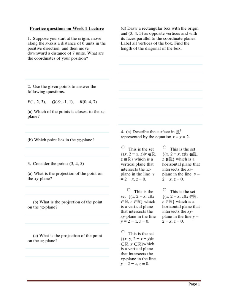 3D Vector Problems and Solutions | PDF | Cartesian Coordinate System ...