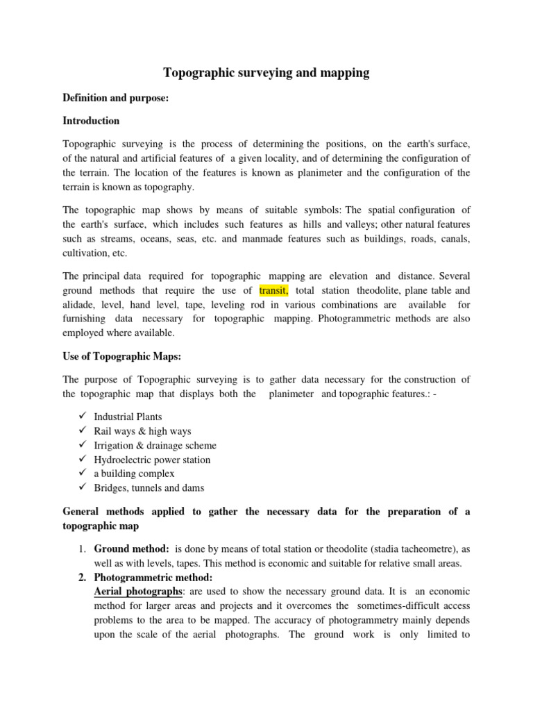 Topographic Surveying Overview | PDF | Contour Line | Surveying
