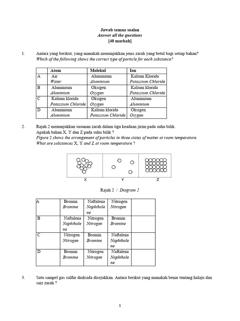 PPC SPM 2023 K1 No 1-10 | PDF | Chemical Bond | Chemical Elements