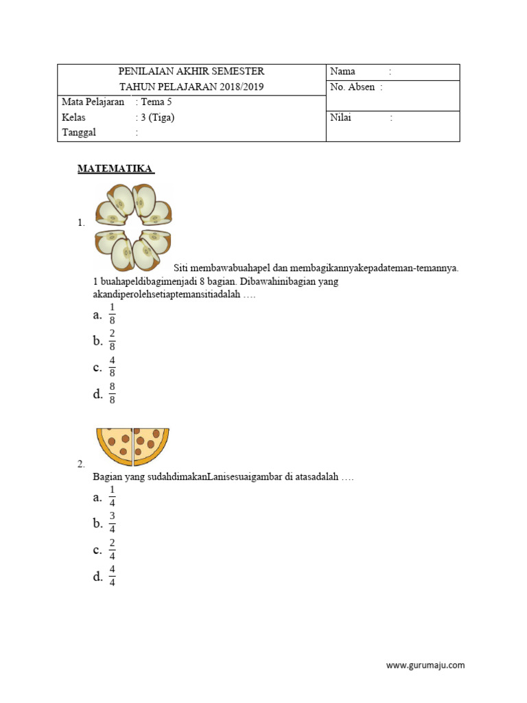 Soal Pas Kelas 3 Tema 5 | PDF