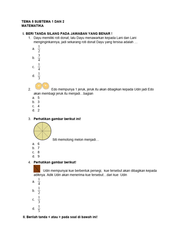 Soal PTS KELAS 3 Hari Ke 1 (Tema 5 Sub 1 2) Kelas 3 SMT 2 | PDF | Griya & Taman