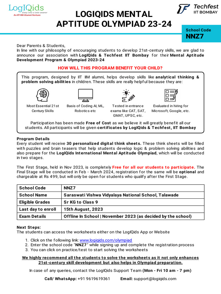 Mental Aptitude Olympiad for Students | PDF | Career & Growth | Business