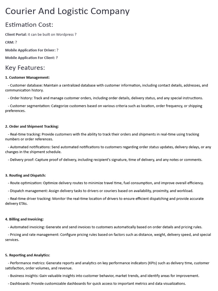 Courier And Logistic Pdf Logistics Customer Relationship Management