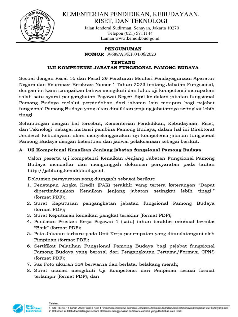 Uji Kompetensi Pamong Budaya | PDF