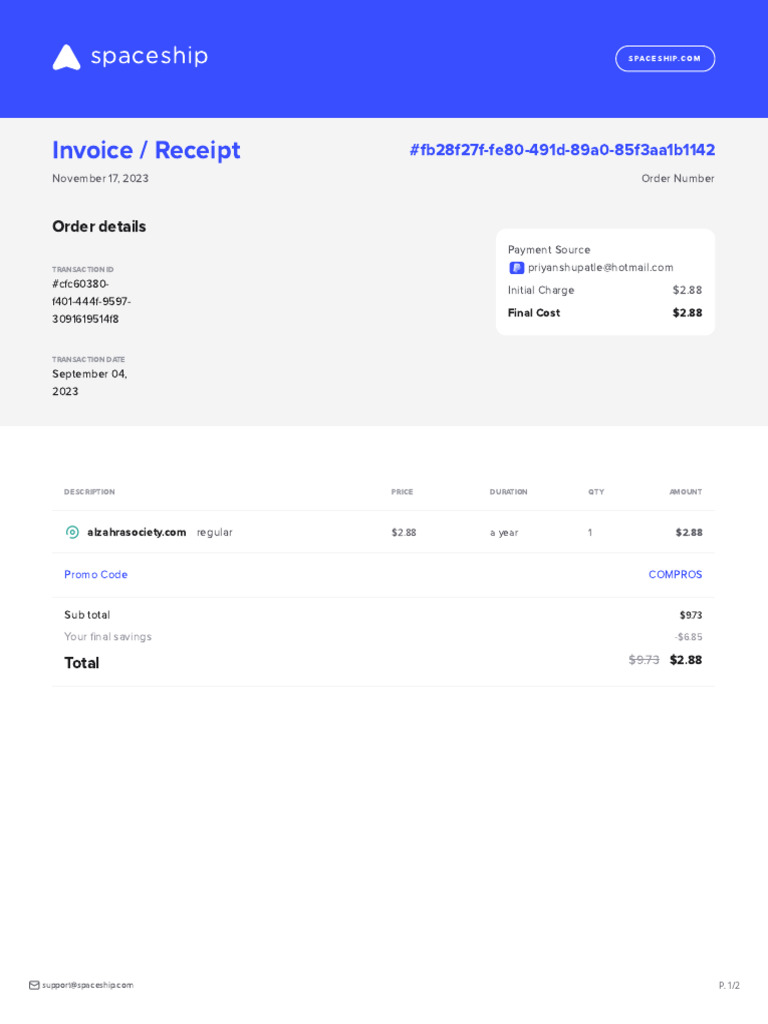 Spaceship | PDF | Receipt | Business