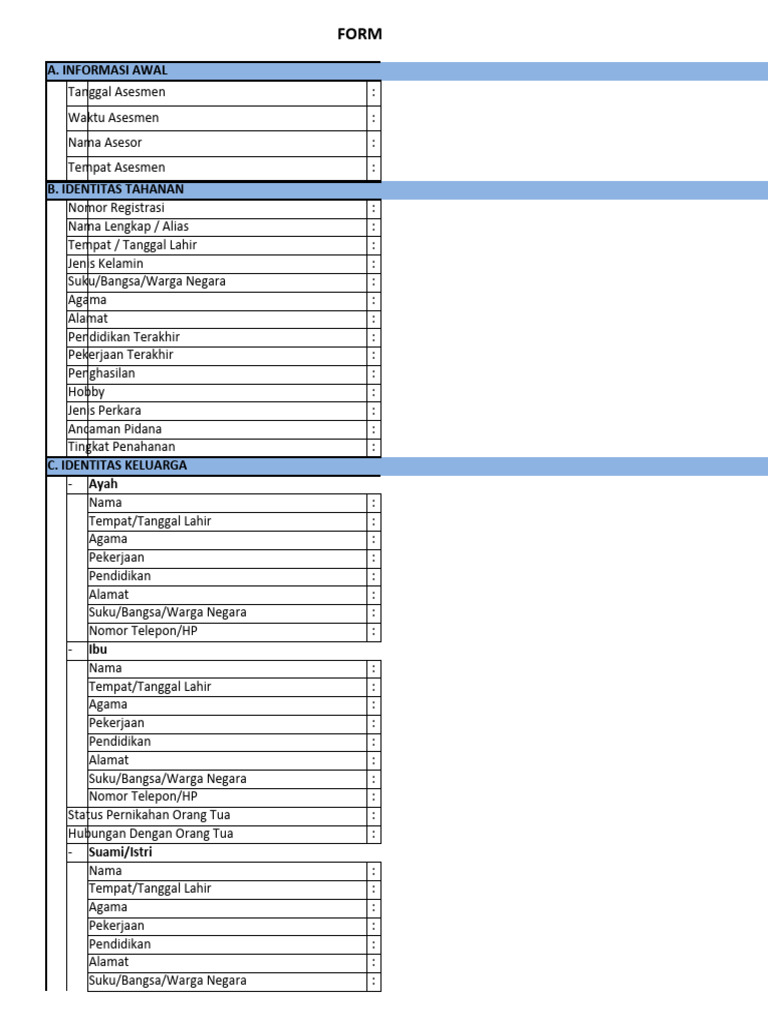 Form Asesmen Lengkap | PDF