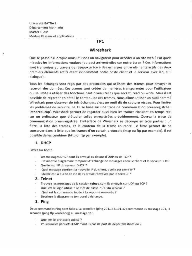 TP1 Réseaux Et Application | PDF