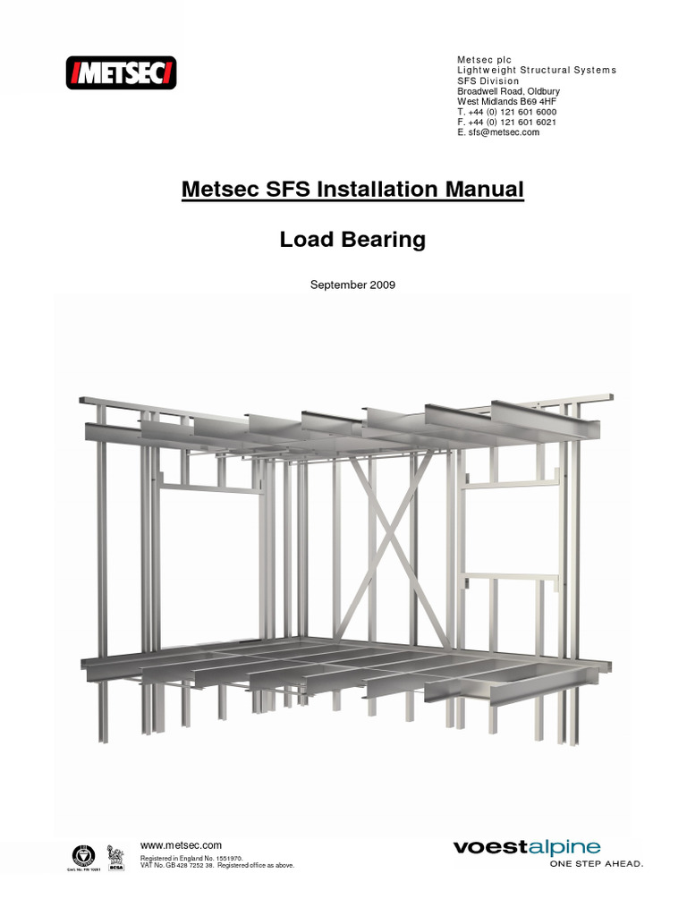 Metsec Sfs Load Bearing Structures Installation Manual | PDF | Framing ...