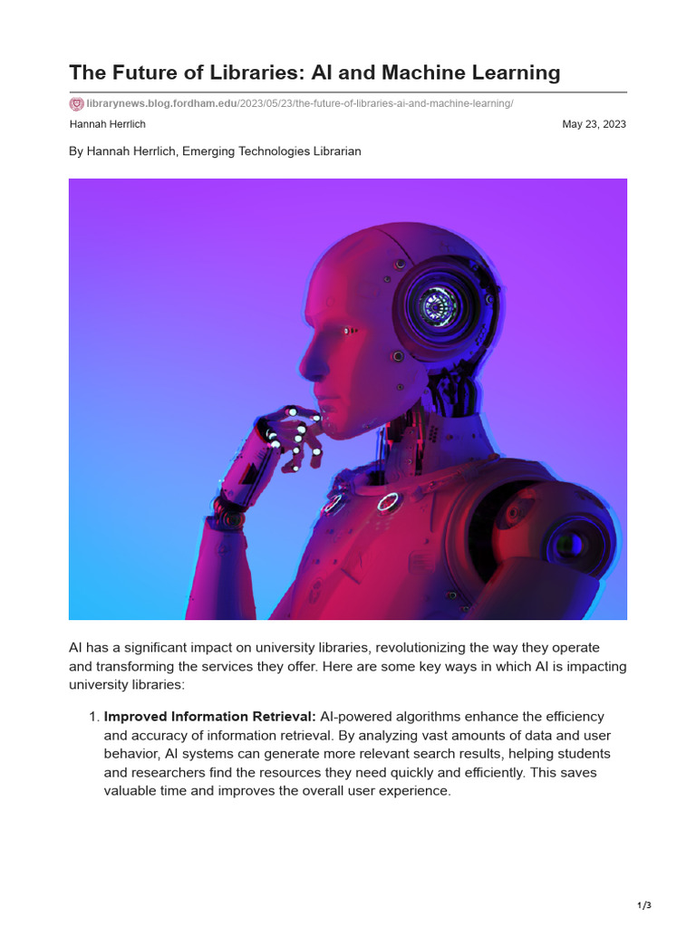 Librarynews - Blog.fordham - Edu-The Future of Libraries AI and Machine Learning | PDF ...