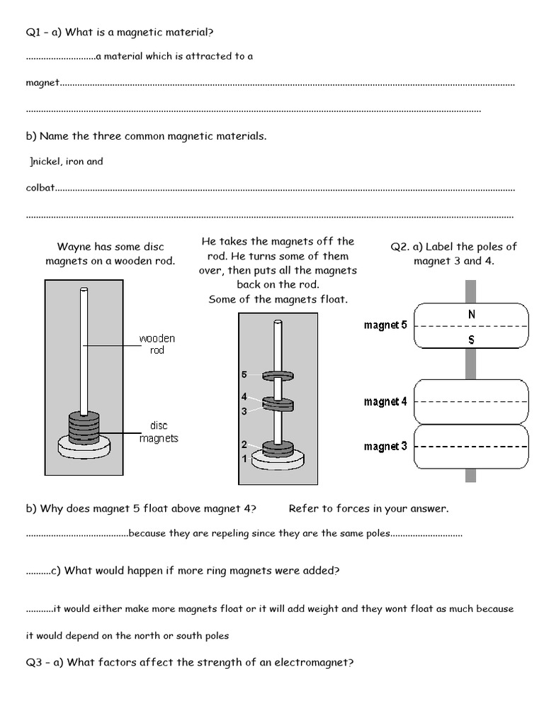Magnetism Revision Worksheet | PDF | Magnet | Magnetic Field