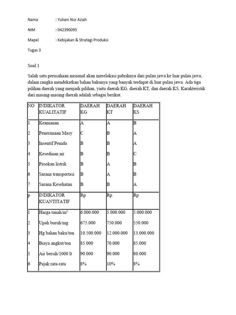 Tugas 3 Kebijakan Dan Strategi Produksi S.7 | PDF | Teknologi & Rekayasa