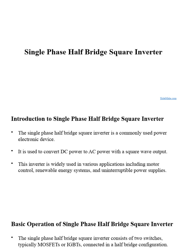 Single Phase Half Bridge Square Inverter | PDF | Power Inverter ...