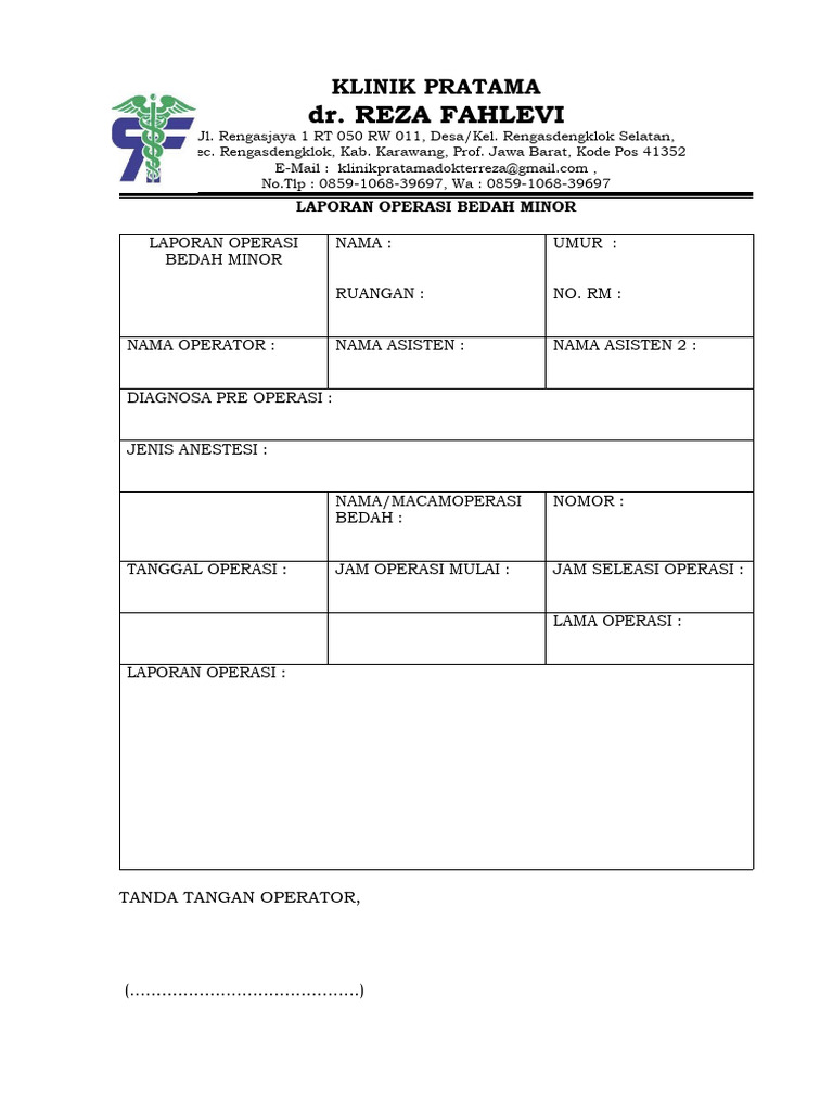 Form Laporan Pembedahan | PDF