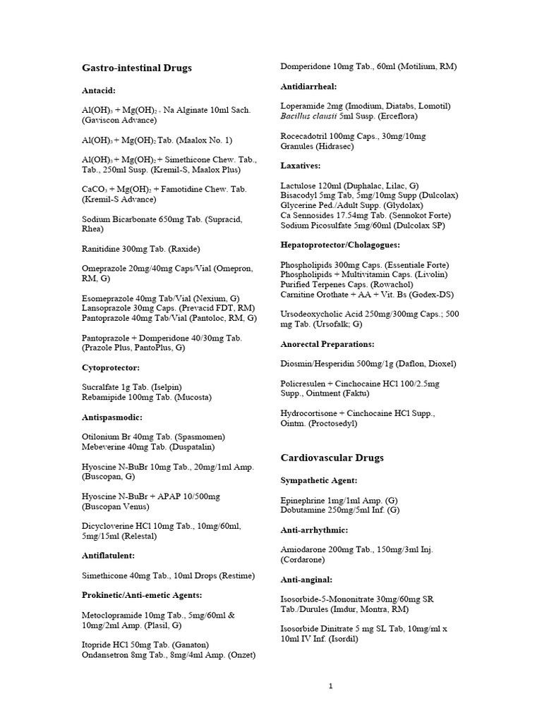 Hospital Formulary A | PDF | Pharmacology | Drugs