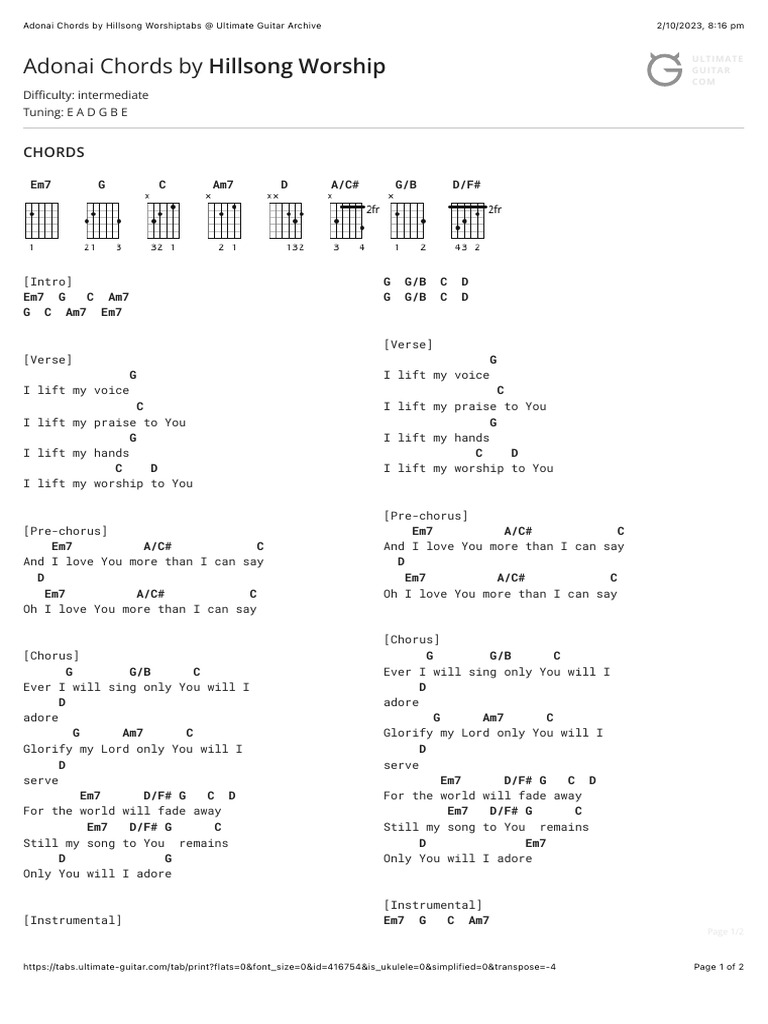 Hillsong Adonai Chords and Lyrics | PDF | Song Structure | Popular Music