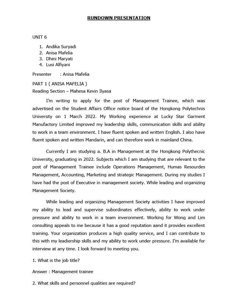 Rundown Presentation - Unit 6 | PDF | Marketing | Business Economics
