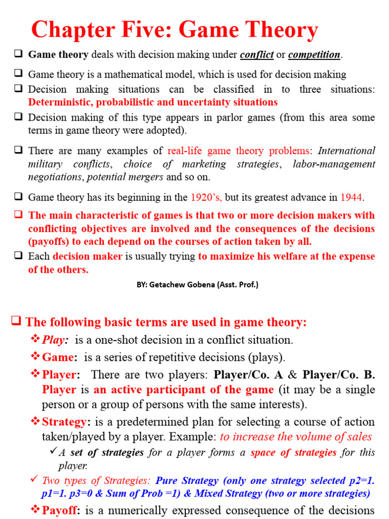 Chapter 5 - Game Theory Ed | PDF | Applied Mathematics | Mathematical ...